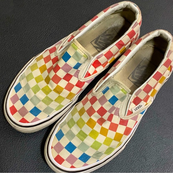 Vans | Shoes | Rainbow Checkered Vans | Poshmark